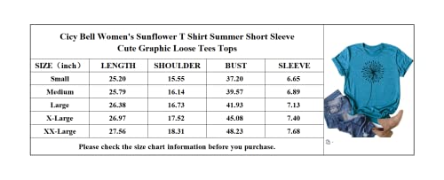 Cicy Bell Women's Dandelion Print T Shirts Cute Graphic Tees Short Sleeve Summer Cotton Tee Tops