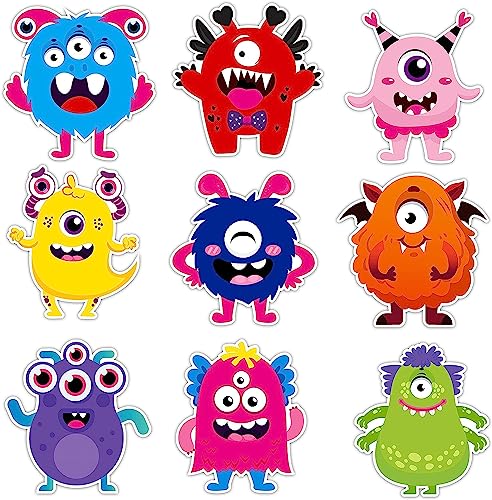 BeYumi 45Pcs Monster Cutouts Bulletin Board Decorations Set Colorful Cartoon Wall Decals Stickers DIY Cardstock Paper Cutout for Classroom School Nursery Bedroom Monster Birthday Party