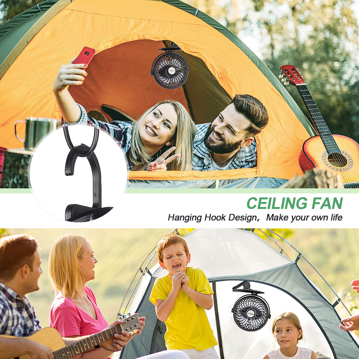 SkyGenius Battery Operated Clip on Stroller Fan, Portable Mini Desk Fan Rechargeable(Black)…
