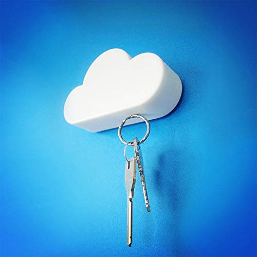 HAPTIME Cloud Key Holder, Magnetic Key Holder for Wall, Cute Decorative Way to Hold Your Keys, Easy to Install, Great for Entryway, Foyer, Garage Door, Fefrigerator etc.(White)