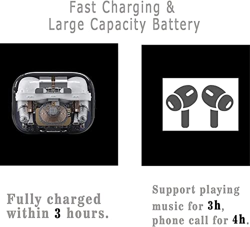 Black Wireless Charging Case Replacement Compatible for Air Pod Pro Charging Case with Bluetooth Pairing Sync Button