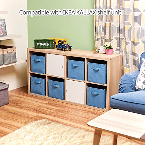 EZOWare Bundle Kit 6 Pcs Niagara Blue Collapsible Fabric Cube Storage Bin Baskets + 4 Closet Wardrobe Dresser Drawer Organizer Divider For Organizing Nursery Baby Clothes