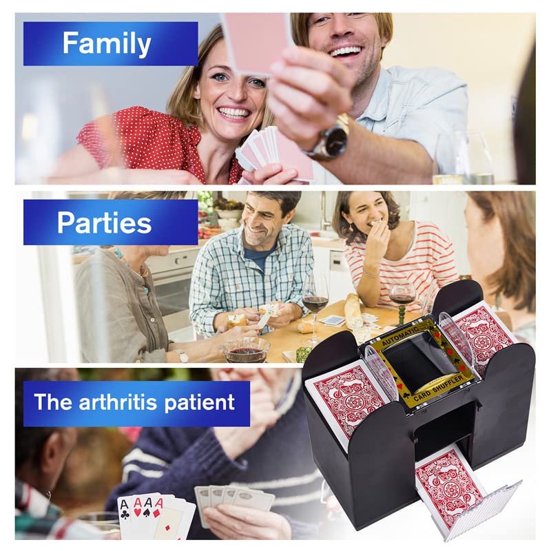 FONBEAR Automatic Card Shufflers 6 Deck (Playing Cards Included) - Battery-Operated Electric Shuffler Heavy Duty - Great for Casino, Home & Tournament Use for UNO, Blackjack, Texas Hold'em, Phase 10