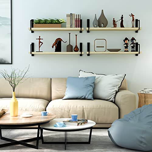 CTPNMCIN Floating Shelves Wall Mounted Set of 3, 24 Inch Natural Wood Wall Shelves for Bedroom/Bathroom/Living Room/Study/KitchenâŠ
