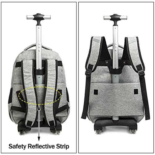 MOHCO Rolling Backpack 18inch with Lunch Bag and Pencil Case Wheeled School Bookbag for Boys and Girls
