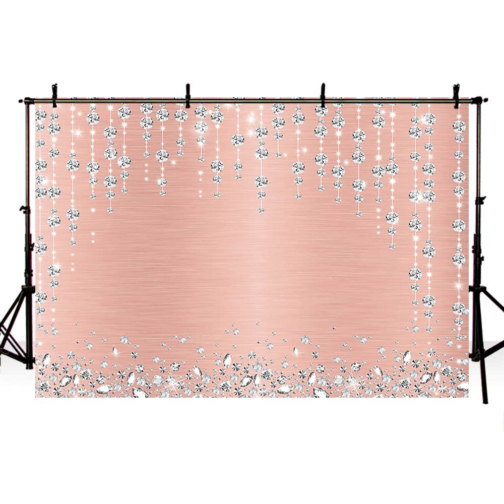 Sendy SENDY 7x5ft Rose Gold Diamonds Curtain Backdrop for Photography Birthday Party Decorations Wedding Bridal Shower