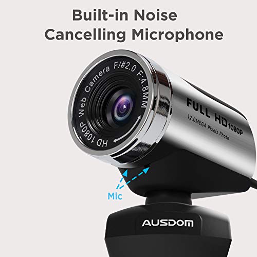 AUSDOM Full HD 1080P Wide Angle View Webcam with Anti-Distortion, AW615 USB Computer Camera,90-Degree FOV, auto Low-Light Correction, Plug and Play for Zoom/Skype/Teams,Conferencing and Video Calling