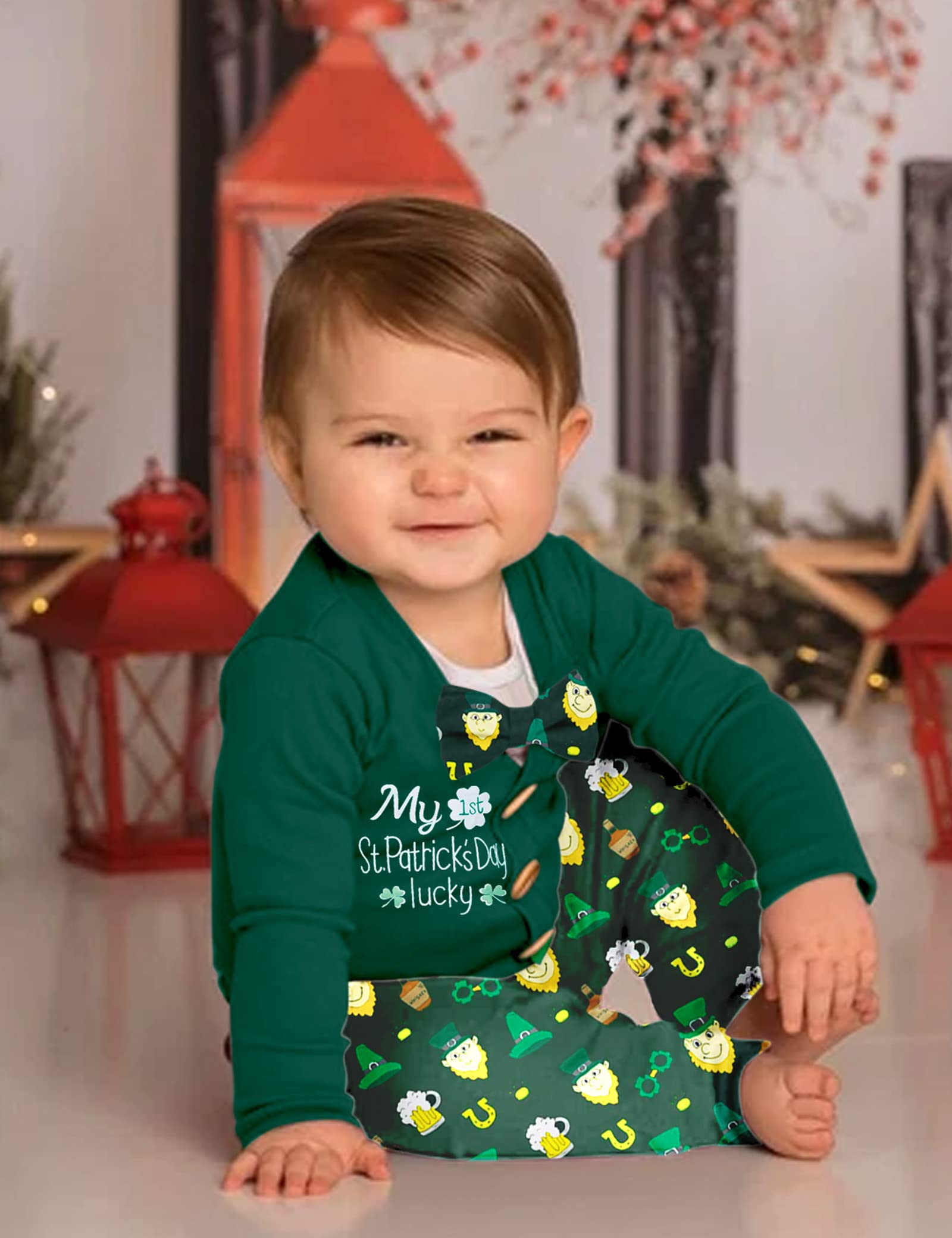 Baby Boy Clothes, Cute One-piece Pattern Printed Zipper Footie Romper and Cap 2Pcs Jumpsuit Baby Boy Outfits