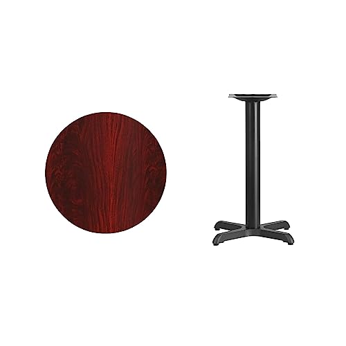 Flash Furniture 24'' Round Mahogany Laminate Table Top with 22'' x 22'' Table Height Base