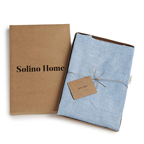 Solino Home Linen Kitchen Apron β 100% Pure Linen Bib Apron for Men & Women with front Pockets β Light Blue, Handcrafted from European Flax