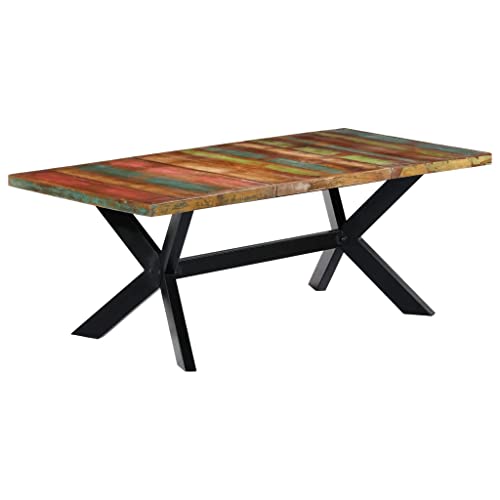 vidaXL Solid Bleached Mango Wood Dining Table Kitchen Dinner Dining Room Home Office Indoor Furniture Meal Restaurant Table Side End Stand 55.1"