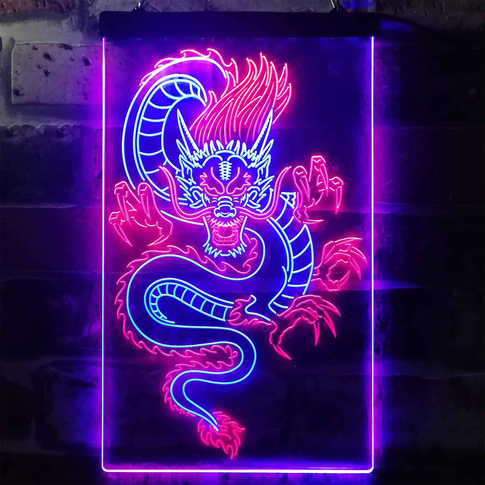 ADVPRO Chinese Dragon Room Display Dual Color LED Neon Sign Blue & Red 12" x 16" st6s34-i3225-br