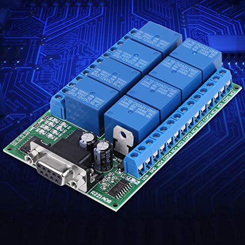 8-Channel Relay Module, 12V 10A 8-Channel DB9 RS 232 Female Interface Relay Module Remote Control Switch for Smart Home Industrial Control Situations