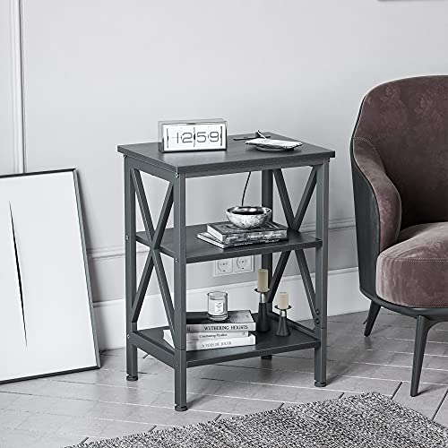 CubiCubi 40 Inch Small L Shaped Computer Desk with Storage Shelves, Corner Desk with Oxford Side Table, Dual USB Charging Ports End Table