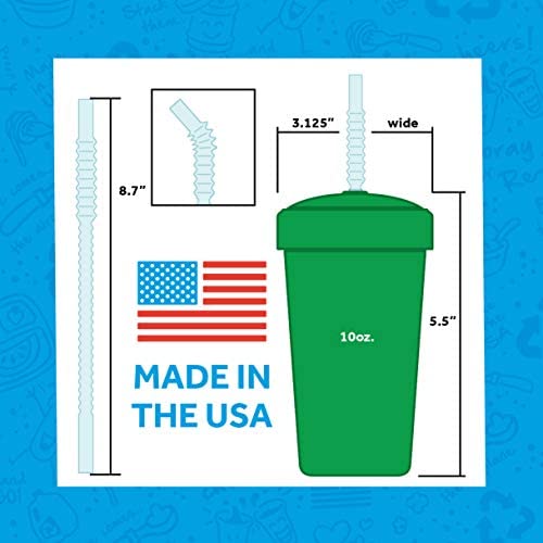 Re-Play 10 Oz. Made In USA Straw Cups with Reversible Bendy Straw - Made from Heavyweight Recycled Milk Jugs- BPA Free- Dishwasher & Microwave Safe - Fresh - Pack of 4