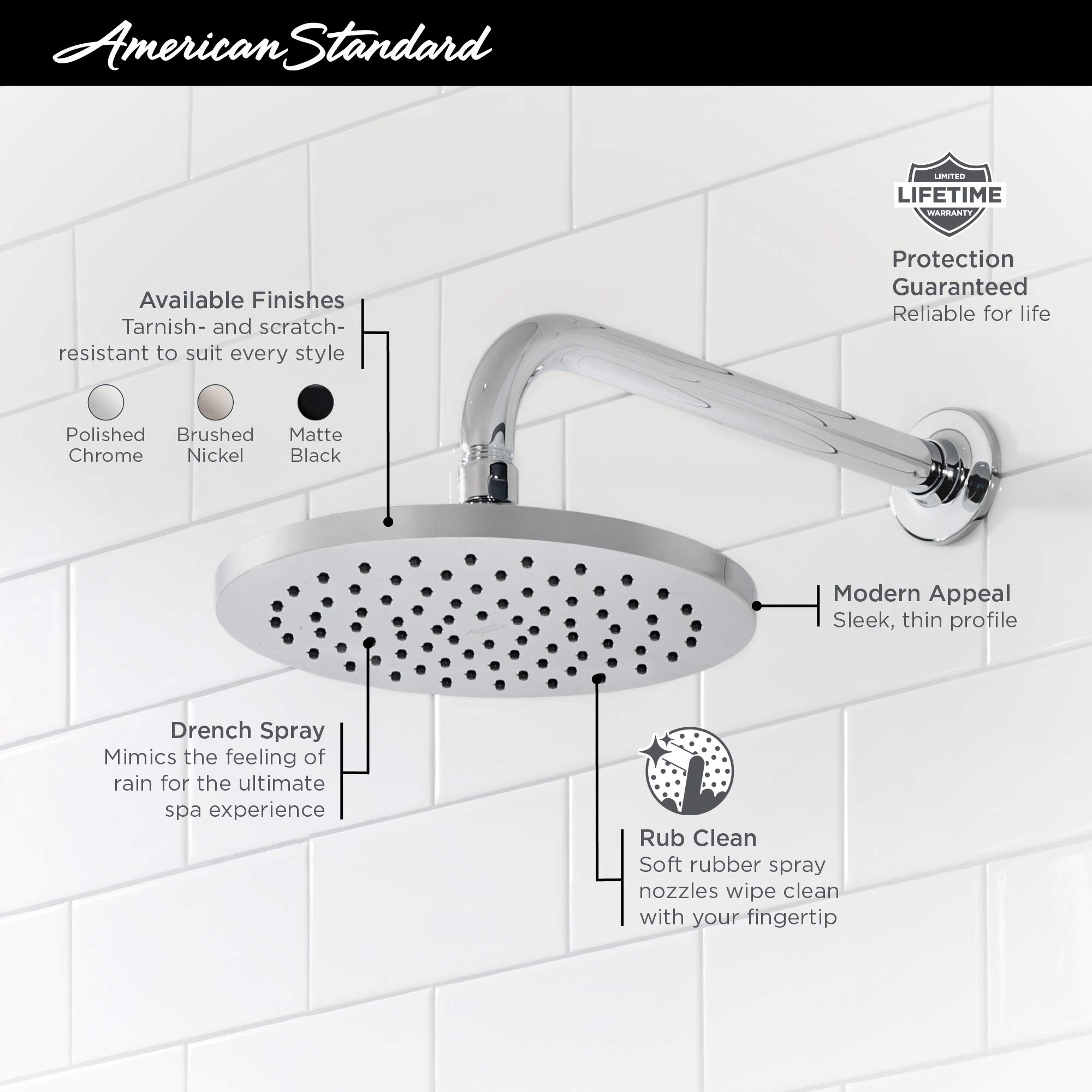 American Standard 1660527.002 Studio S 8 Inch Rain Showerhead-2.5gpm, Polished Chrome