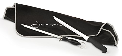 Ham Stand Spain with Knife and Sharpening Steel + Ham Cover + Kitchen Cloth + Tongs - Orginal Ham Holder for Spanish Hams and Italian Prosciutto