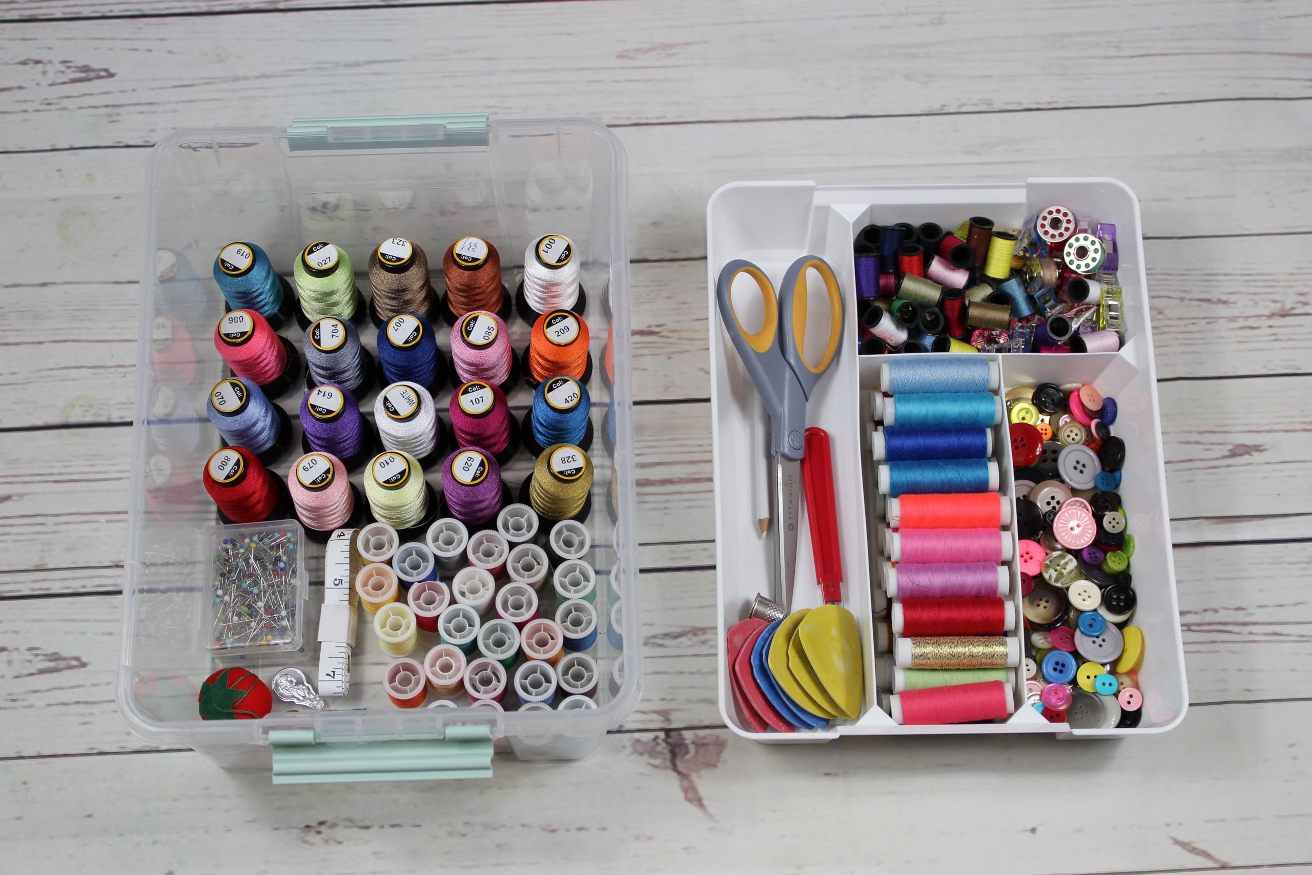 Baylee and Me Clear Plastic Storage Box with Removable Tray β Perfect for Organizing Arts and Craft Supplies, Sewing Notions, Small Toys, Bead, Art Supplies