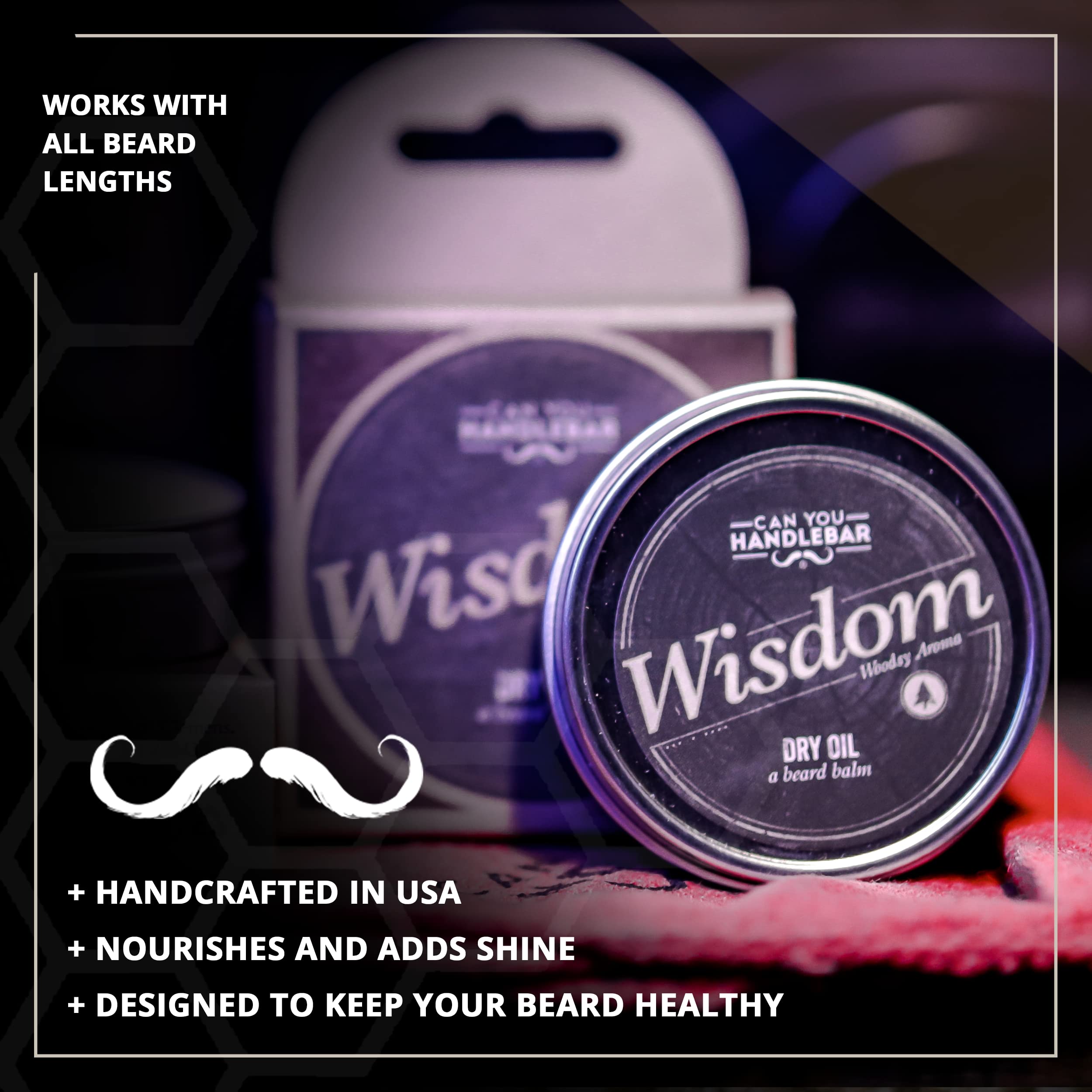 Can You Handlebar Beard Balm for Men, Dry Oil Beard Wax, Natural Beard Care Conditioner Moisturizer Softener Grooming Products, Woodsy and Citrus Scent, 2 oz Stainless Steel Tin