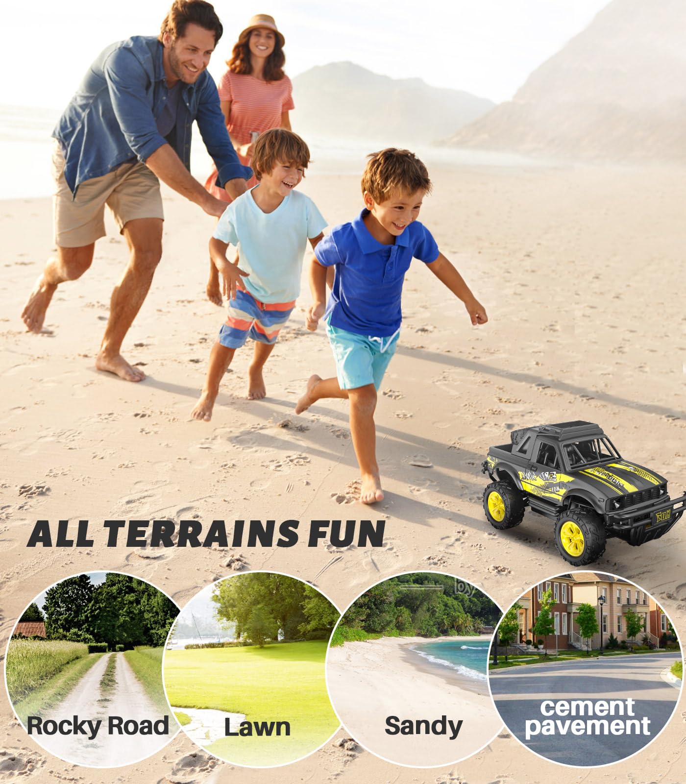 DoDoeleph Remote Control Jeep,16MPH High Speed 4WD RC Cars, 1/16 Scale Differential System All Terrains Off-Road, 2.4GHz Rechargeable Xmas Gift Toys for Kids Adults
