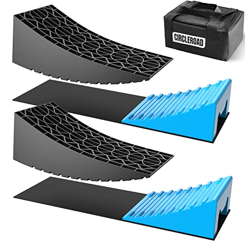 CircleRoad RV Leveler Blocks 2 Pack with Rubber Anti-Skid Pads, RV Leveling Blocks for Travel Trailers, RV, Campers, Trucks, Non Slip Design RV Leveling Blocks Bear Weight 35,000 lbs,Blue