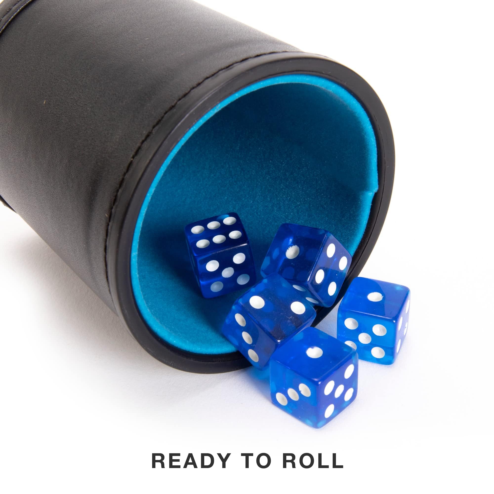 Brybelly Dice Set with Dice Shaker Cup - Perfect for Casino Dice Game - Dice Games for Family - Quality Leather Dice Cup - Poker Dice Shaker - Multicolor Dice Cups and 25 Multicolor Dice Sets