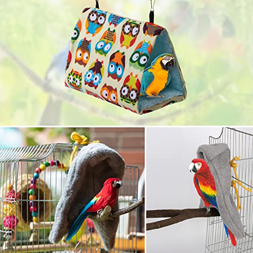 Bird Perches Parakeet Cage Accessories - Natural Wooden Parrot Stand Branch Budgie Bath Mirror Hammock Winter Warm Hanging Nest Hut Cockatiel Water Feeder Dispenser