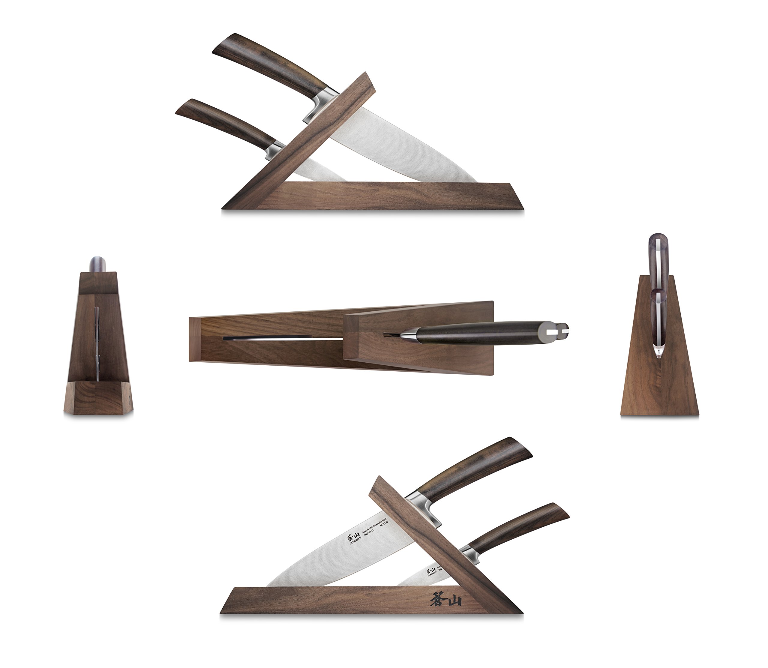 Cangshan TA Series 1021356 Swedish 14C28N Steel Forged 3-Piece TAI Knife Block Set, Walnut