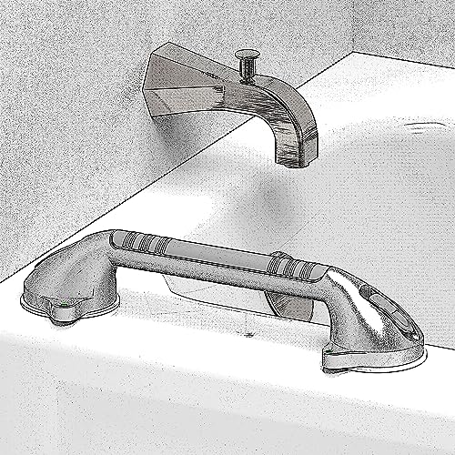 AmeriLuck 16.5inch Suction Bath Grab Bar with Indicators, Balance Assist Bathroom Shower Handle, Silver/Grey(Pack of 2)