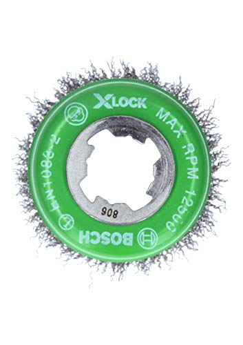 BOSCH WBX319 3 In. X-LOCK Arbor Stainless Steel Crimped Wire Cup Brush For Applications in Removing Weld Scale, Burrs and Corrosion, Preparing Painting Surfaces