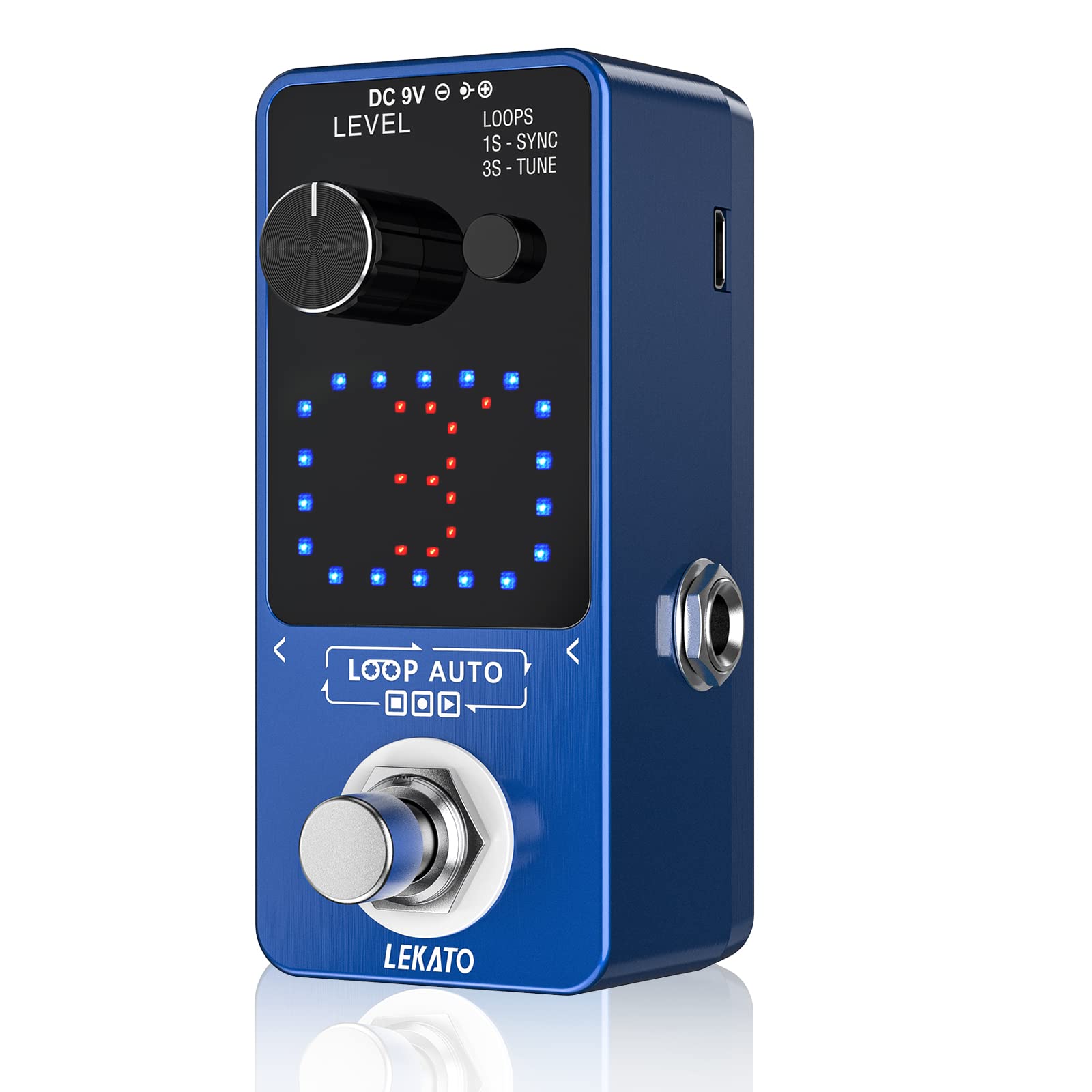 LEKATO Guitar Looper Pedal, Looper Pedal for Electric Guitar/Bass Loop Pedal with SYNC & Tuner Function Triple Loop Pedal with LED Screen Unlimited Overdubs 3 Loops 18 Minutes Record Time Guitar Loop