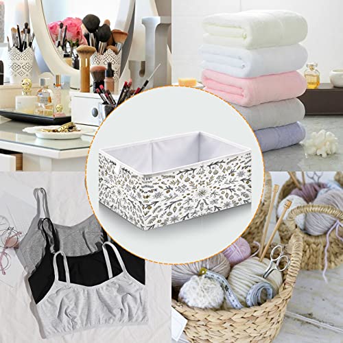 Blueangle Christmas Floral Rectangle Storage Bin, 15.8 x 10.6 x 7 in, Large Collapsible Organizer Storage Basket for Home Christmas Décor(207)