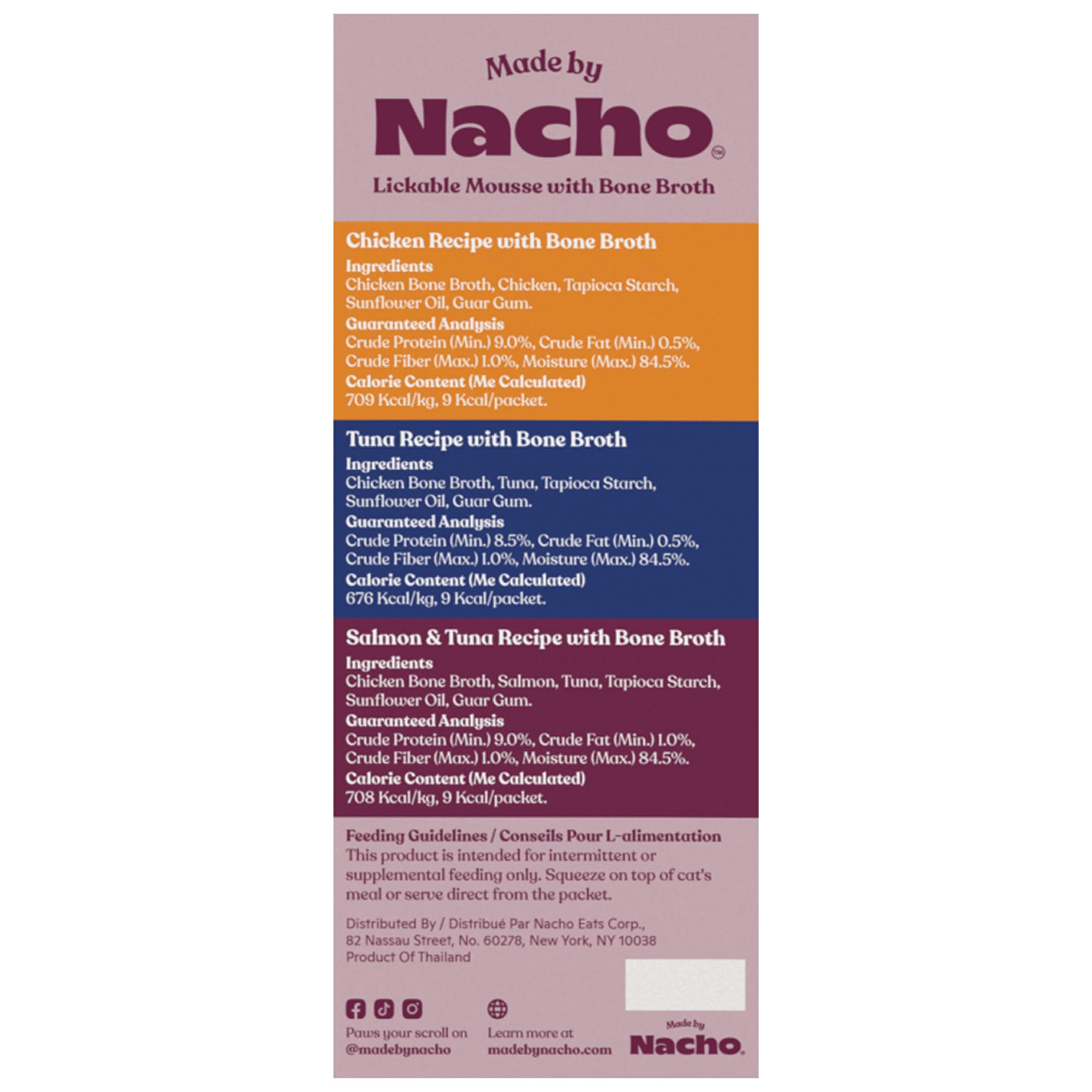Made by Nacho Lickable Mousse Tubes Cat Treat 12 Count with Bone Broth Variety Pack (.5 oz) No Grains, Corn, Wheat or Soy,