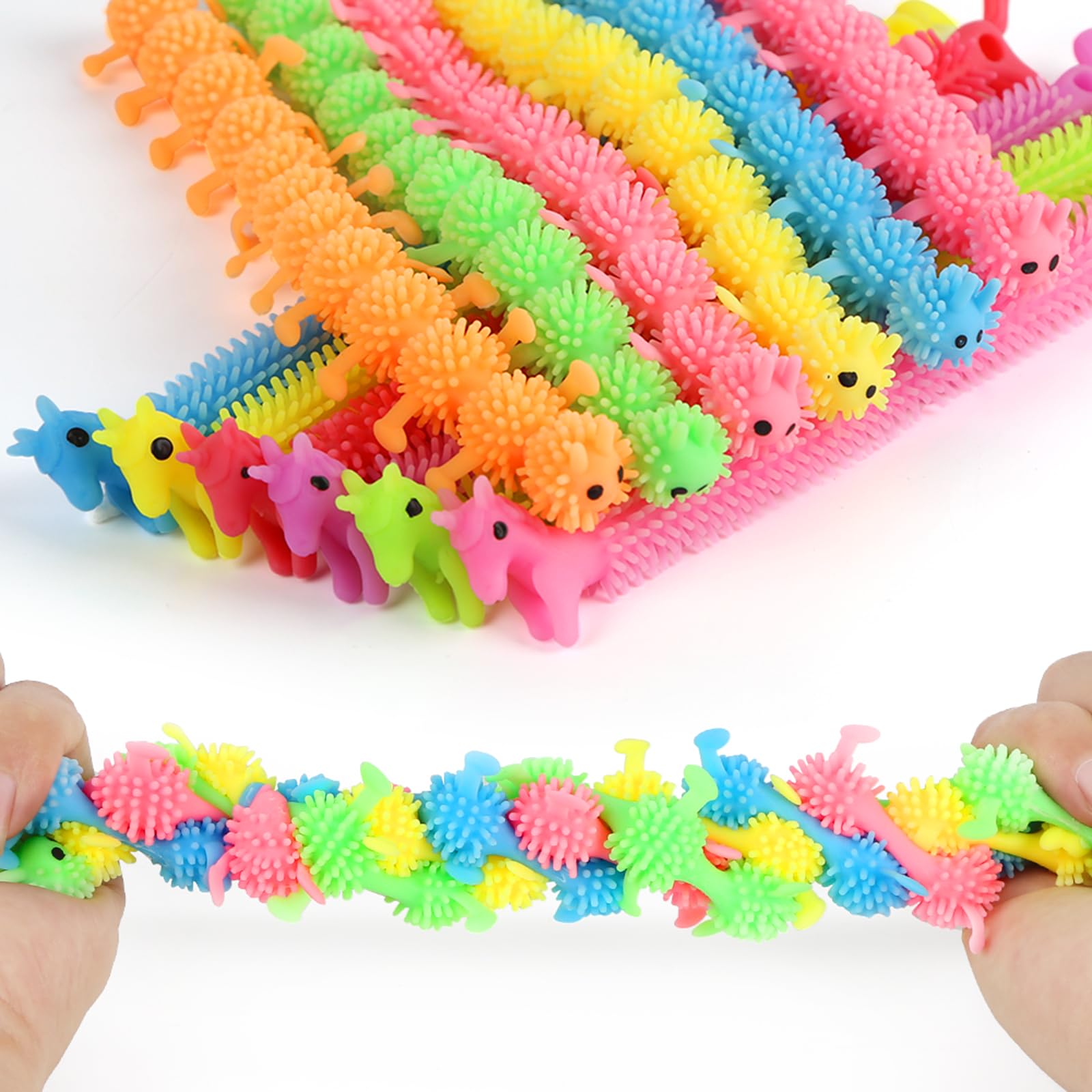 AMOR PRESENT 12PCS Stretchy String Fidget Toys, Colorful Sensory Toys for Stress Relief Party Favors Toys