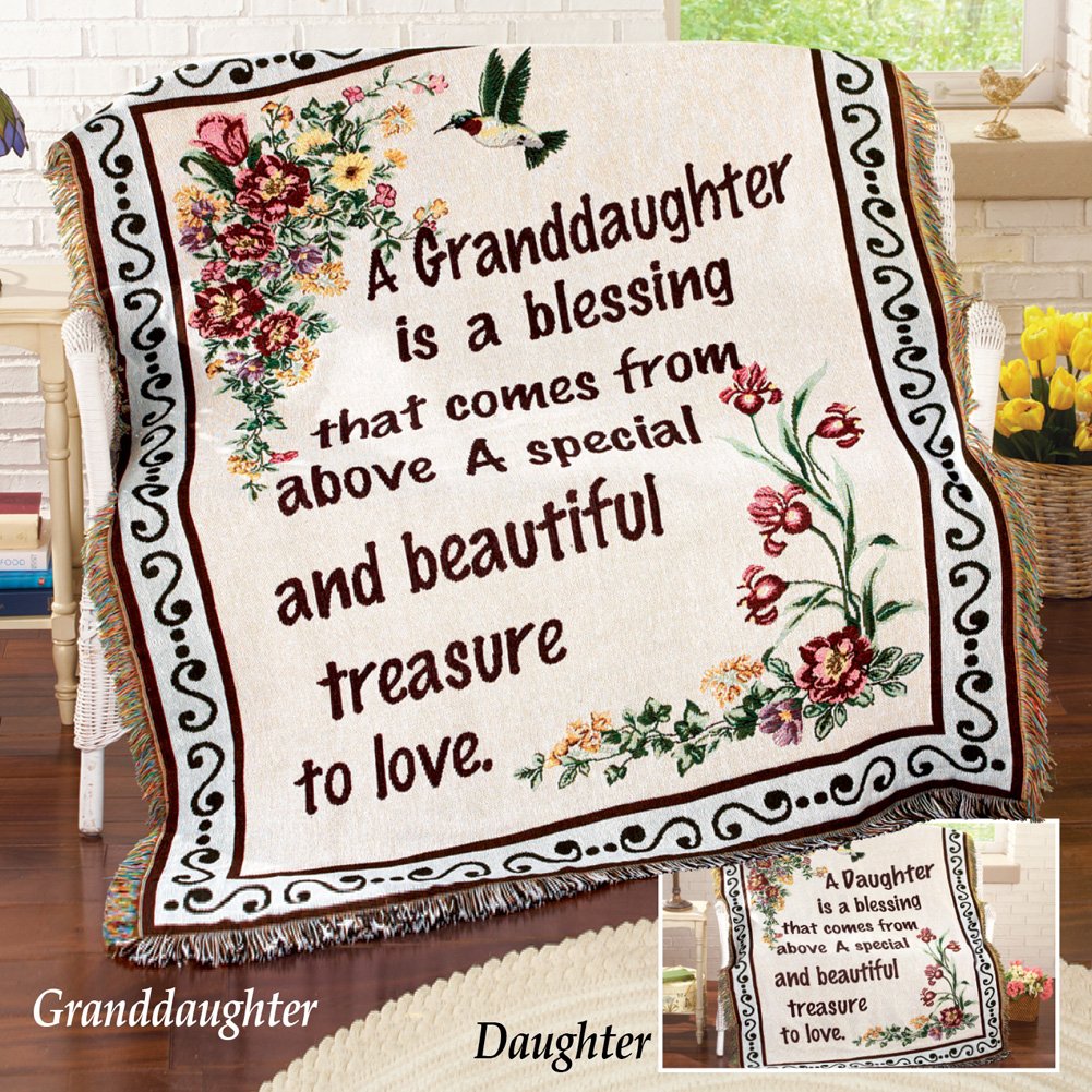 Collections Etc Floral Treasure Blessings Throw Blanket, Granddaughter