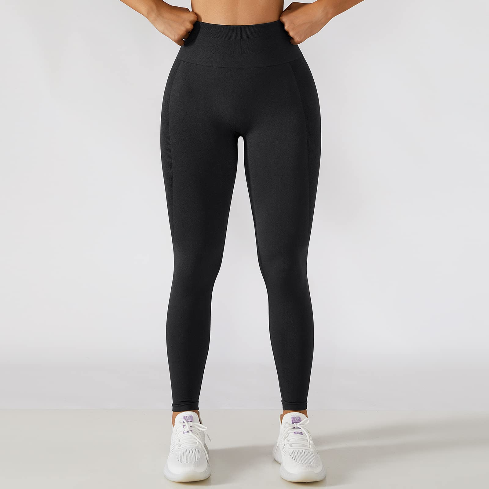 AIBIANOCEL Scrunch Butt Lifting Leggings Women High Waisted Seamless Workout Gym Booty Tights Tummy Control Yoga Pants(Black,Medium)