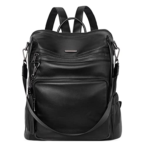 CLUCI Backpack Purse for Women Large Leather Fashion Designer Travel Ladies Convertible Black Shoulder Bags with Tassel