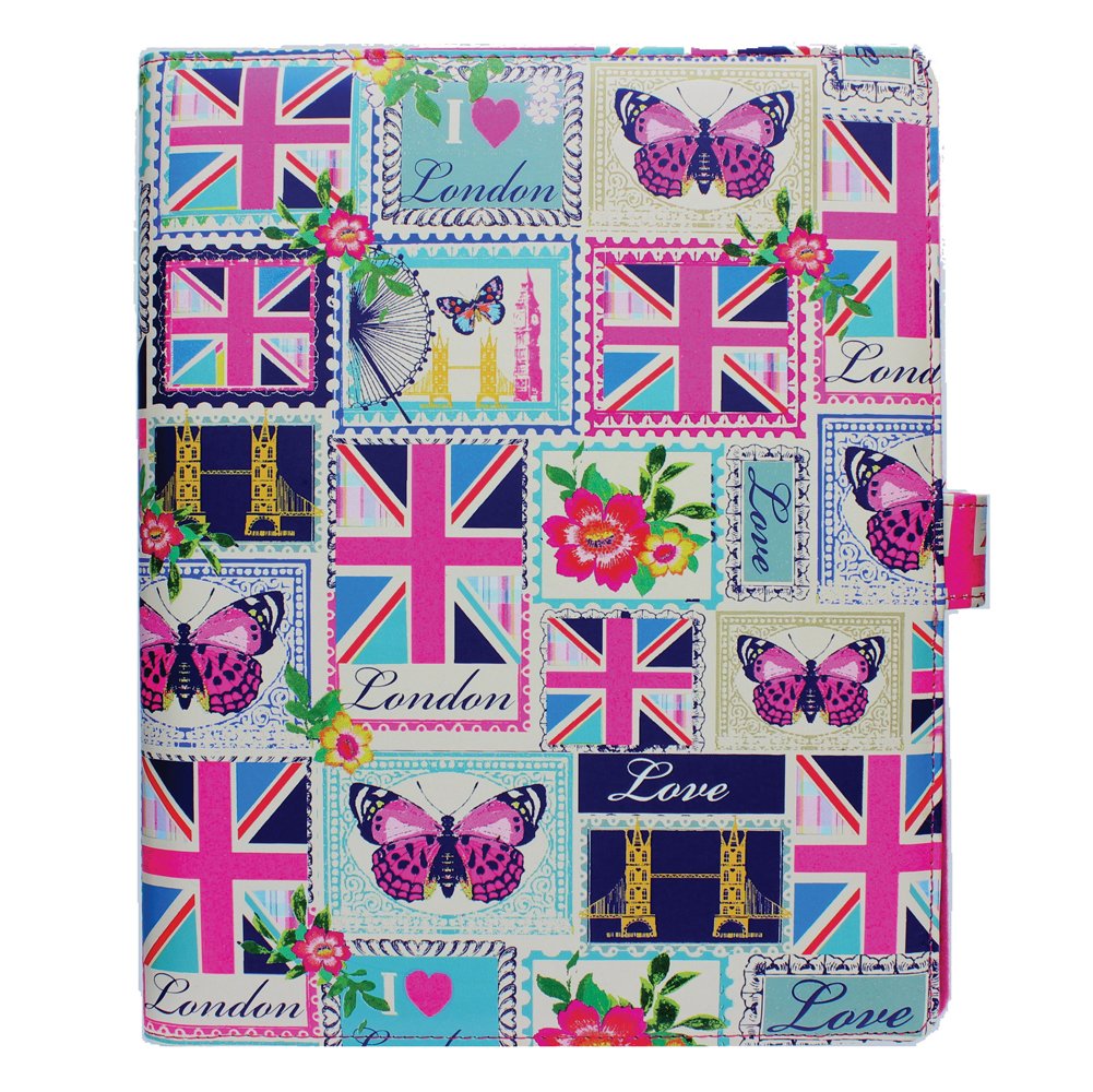 Accessorize Love London Fashion Universal iPad Folio Case Cover with Built-in Stand for iPad 2/3/4, iPad Air/Air 2