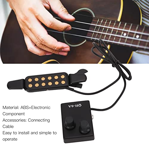 Acoustic Guitar Pickup, Long Life Time Volume Adjustable Easy Installation Wooden Guitar Pickup with Connecting Cable for Musical Instrument