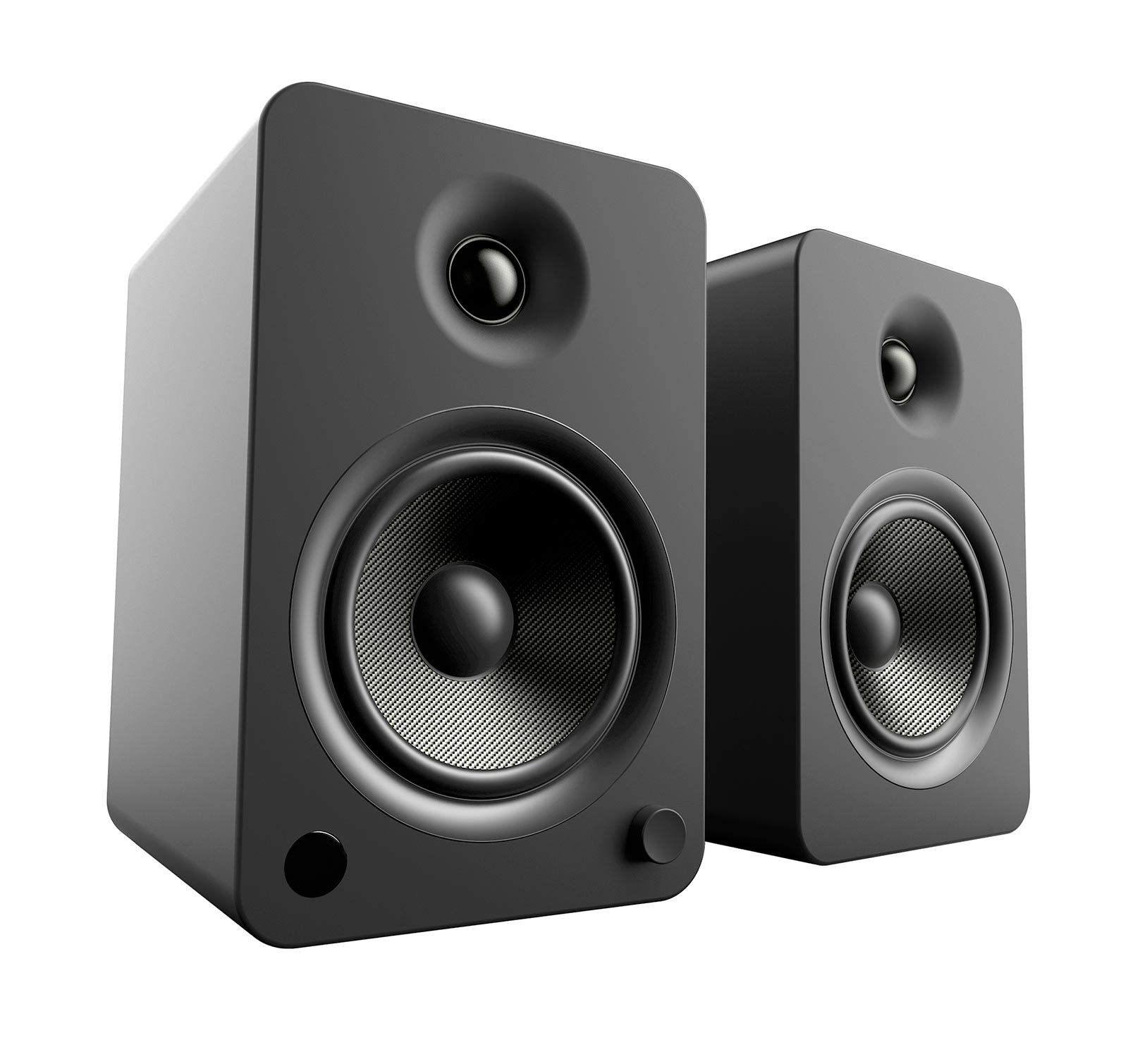Audio Technica AT-LPW40WN Fully Manual Belt-Drive Turntable Bundle with Kanto YU6 Powered Wireless Bluetooth Speakers - Matte Black