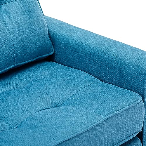 BIADNBZ 59.4" Convertible Loveseat Sleeper Sofa with Pull-Out Bed, Modern Upholstered Couch with Side Pocket, for Living Room Office or Small Spaces, Blue