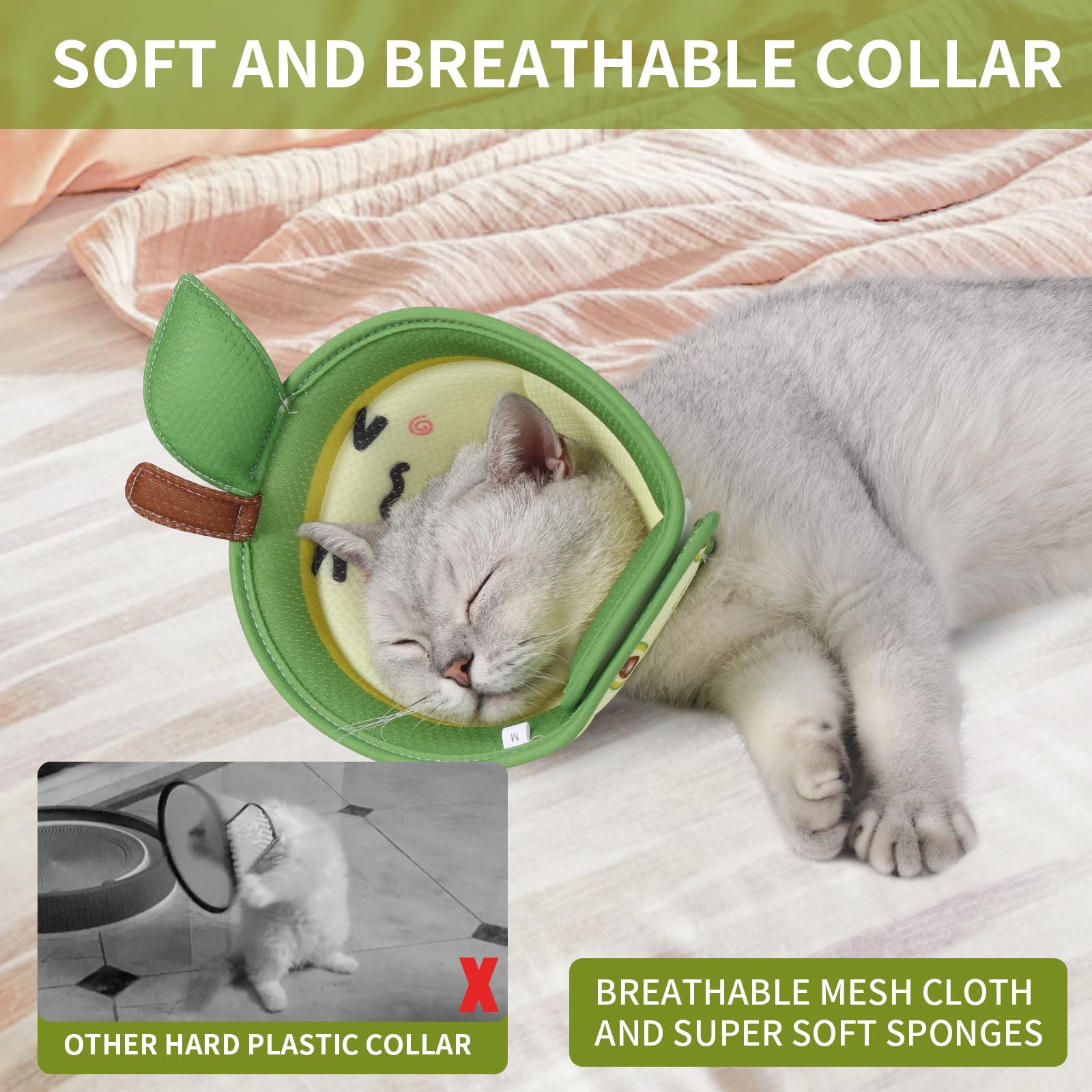 WZ PET Cat Recovery Collar Cone,Adjustable Cat Cone Collar Soft,Cone for Cat After Surgery,Kitten Cone,Medium