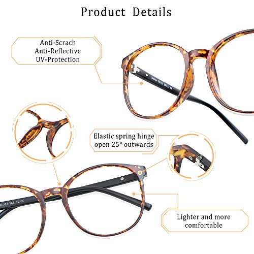 LifeArt Blue Light Blocking Glasses, Anti Eyestrain, Computer Reading Glasses, Gaming Glasses, TV Glasses for Women Men, Anti Glare (Tortoise, No Magnification)