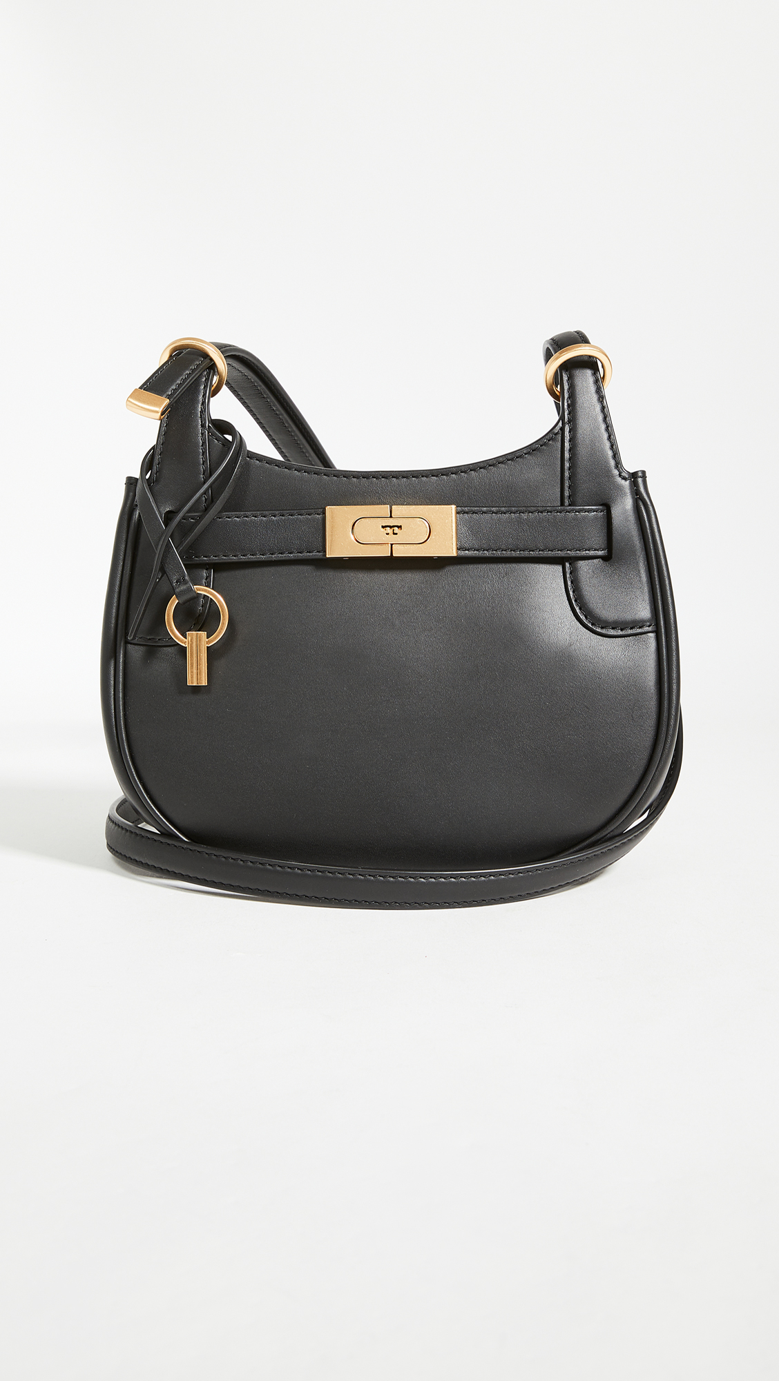 Tory Burch Women's Lee Radziwill Small Saddlebag, Black, One Size