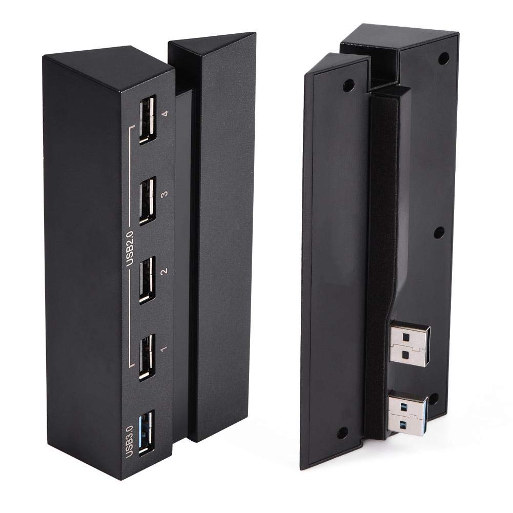 Bewinner USB Hub for PS4, 5 Ports/Multi-Ports/Low /Easy Installation/Stylish Hub ABS Hub for PS4 Game Console with USB 3.0 and USB 2.0 Port