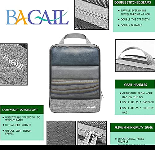 BAGAIL 6 Set Compression Packing Cubes Travel Expandable Packing Organizers(Gray, 6 Set)