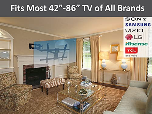 FORGING MOUNT Long Arm TV Mount, Full Motion Wall Mount Bracket with 43 inch Extension Articulating Arm TV Wall Mount, Fits 42 to 86 Inch Flat/Curve TVs, Holds up to 110 lbs,VESA 800x400mm Compatible
