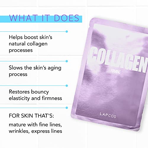 LAPCOS Rejuvenating Sheet Mask Variety Set, Korean Facial Sheet Masks, Moisturizing & Restorative Skincare, 5-Pack