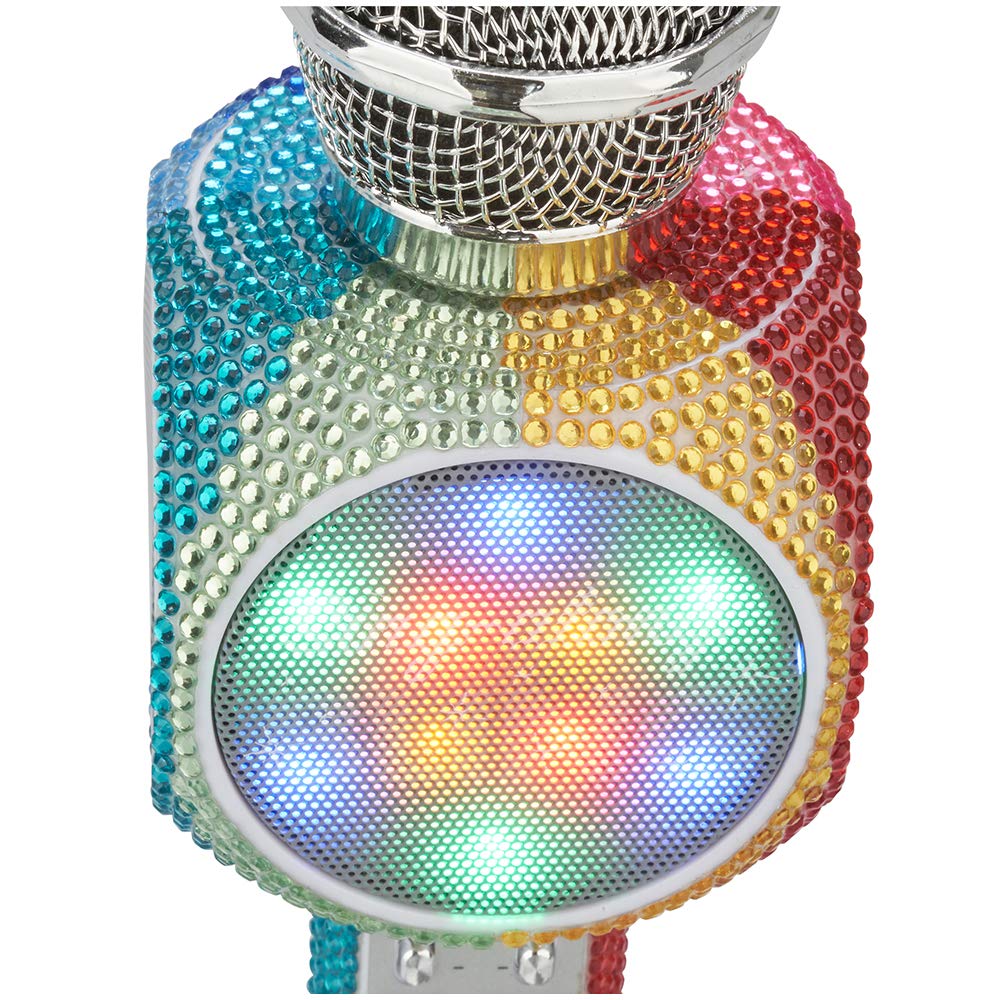 Wireless Express - Sing-Along Bling Bluetooth Karaoke Microphone and Bluetooth Stereo Speaker All-in-One (Rainbow Bling)