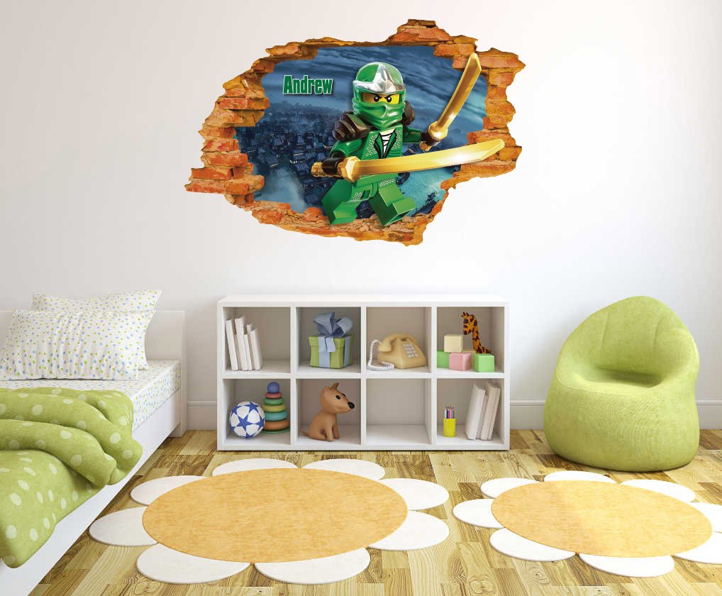 Ninja Custom Name Wall Decal- Personalized Ninja Name Wall Sticker - 3D Wall Effect - Wall Decal for Home Nursery Decoration (Wide 20"x13" Height Inches)